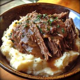 Pot Roast Over Mashed Potatoes - Mouthwatering RECIPES