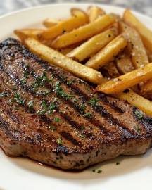 Ribeye Steak with French Onions and French Fries - Mouthwatering RECIPES