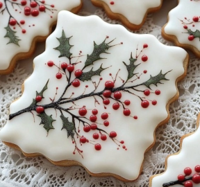 Holly Berry Christmas Cookies - Mouthwatering RECIPES