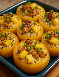 Teriyaki Pineapple Chicken & Rice Stuffed Peppers - Mouthwatering RECIPES