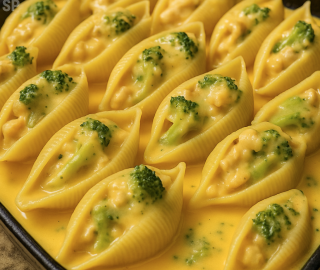 Cheesy Chicken & Broccoli Stuffed Shells - Mouthwatering RECIPES